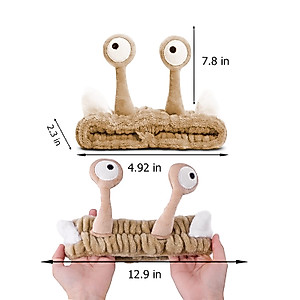 Hofar Face Wash Headband Hairband with Palm and Snail Coral Fleece Cartoon Cute Creative Hair Accessories