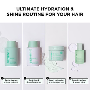GLOSS.ME Hydrating & Shine System by DESIGNME | Natural, Sulfate Free Shampoo, Hair Conditioner for Dry Hair, Hair Serum, & Hair Mask | With Moisturizing Hemp & Argan Oil for Strong, Soft & Shiny Hair