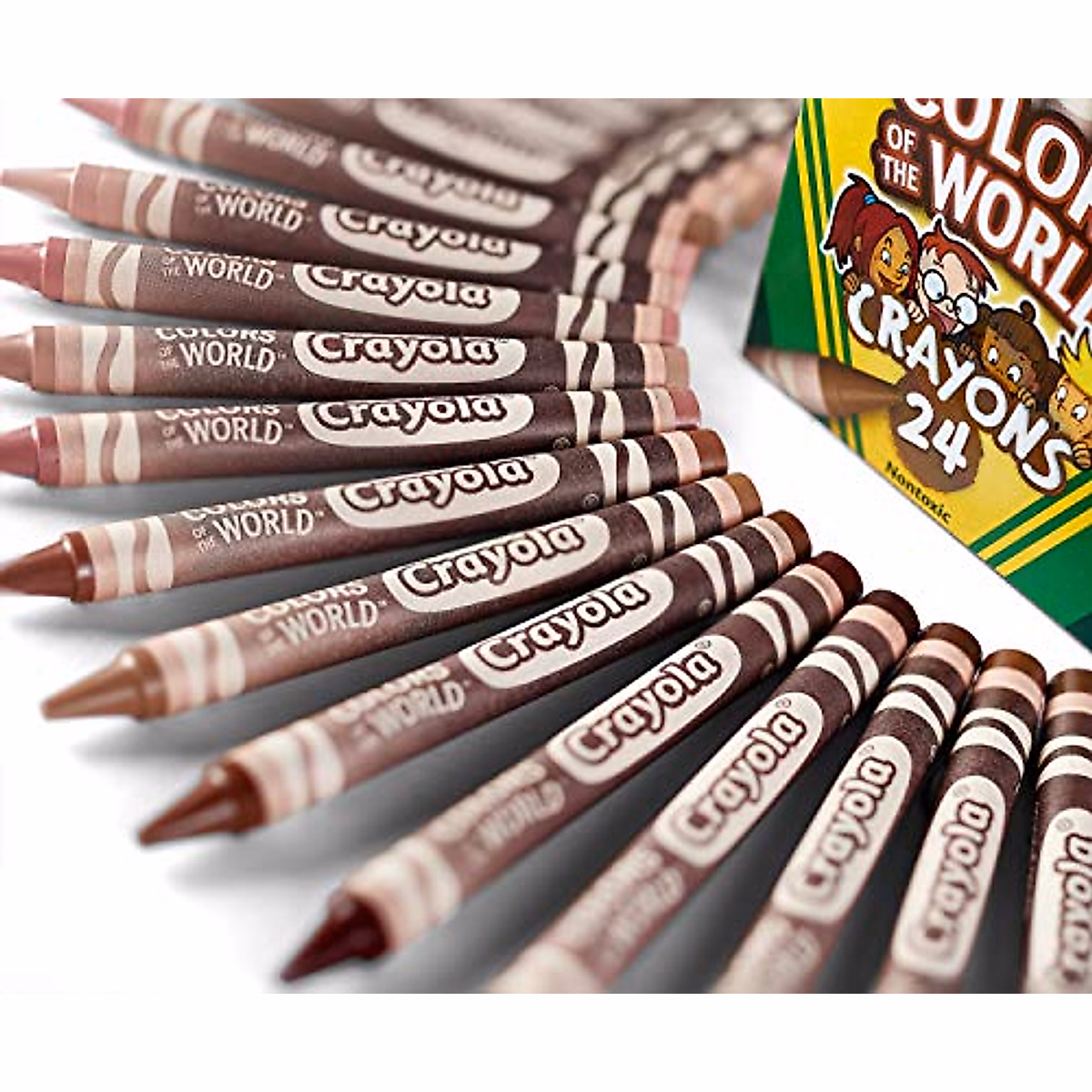 Crayola Colours of the World Wax Colouring Crayons - Assorted Colours (Pack of 24) | Colours That Represent Skin Tones from Around the World | Ideal for Kids Aged 3+