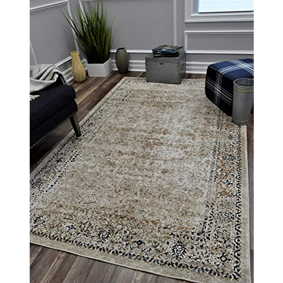 Rugs America Cambridge Collection CB200A Cream Area Rug 2'3" x 8'