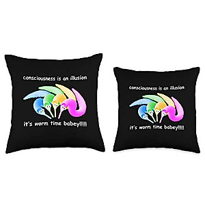 Magic Fuzzy Worm on a String Store Death is Inevitable, Magic Worm on a String Meme Throw Pillow, 16x16, Multicolor