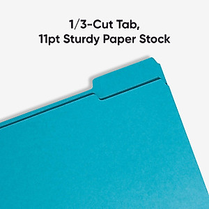 Smead Colored File Folder, 1/3-Cut Tab, Letter Size, Teal, 100 per Box (13143)