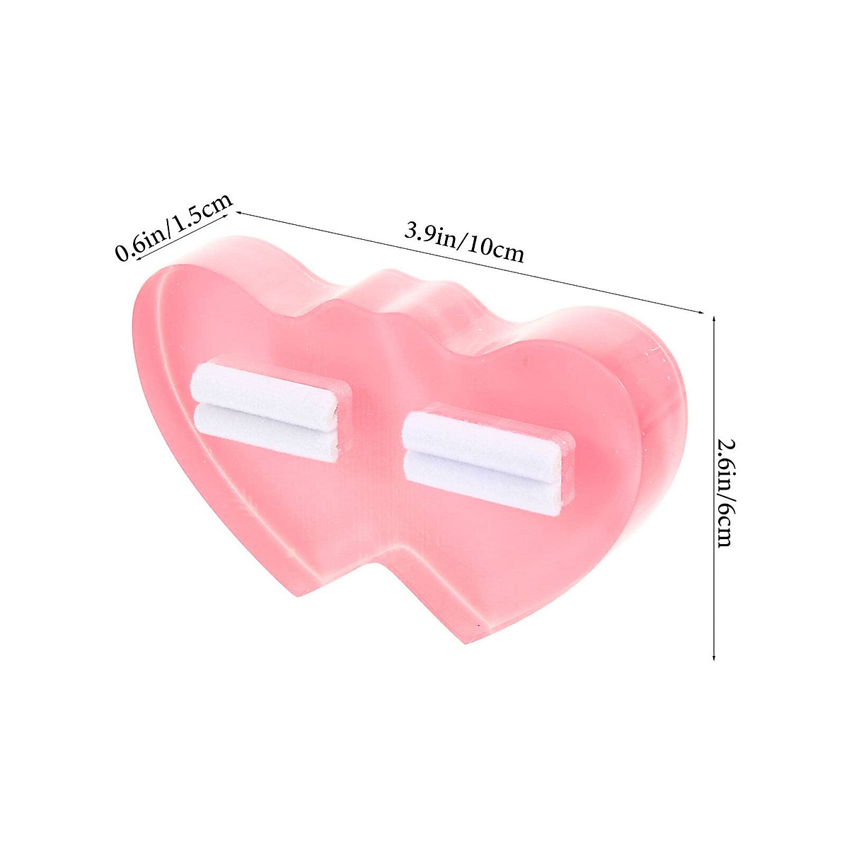 iplusmile Loving Earring Holder Acrylic Ring Box Heart Shaped Case Ear Studs Display Holder with Foam Cushion Portable Necklace Jewelry Organizer Bracelets Storage Tray for Women Pink