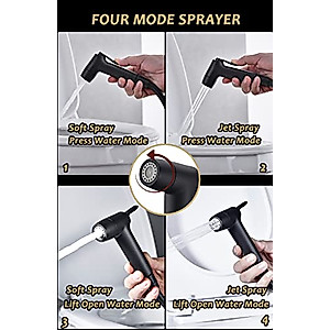 Handheld Bidet Sprayer for Toilet Kit (Black) - 4-Mode Shattaf Bidet Sprayer with Bidet Hose, Adjustable Water Pressure Cloth Diaper Sprayer,Toilet Bidet Attachment Sprayer for Personal Hygiene