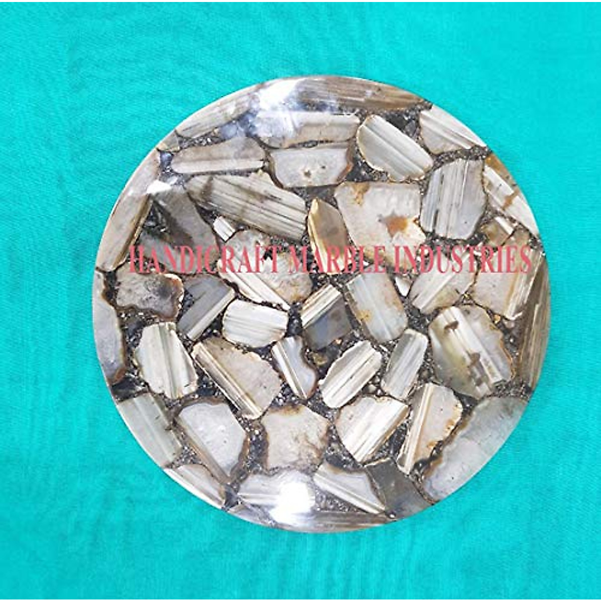 18" Inch Round Brown Grey Agate Coffee Table with Hair Pin Style Metal Base, Agate Table, Stone Coffee Table, Agate Table Top, Agate Round Coffee Table, Agate Side Table Home Decor