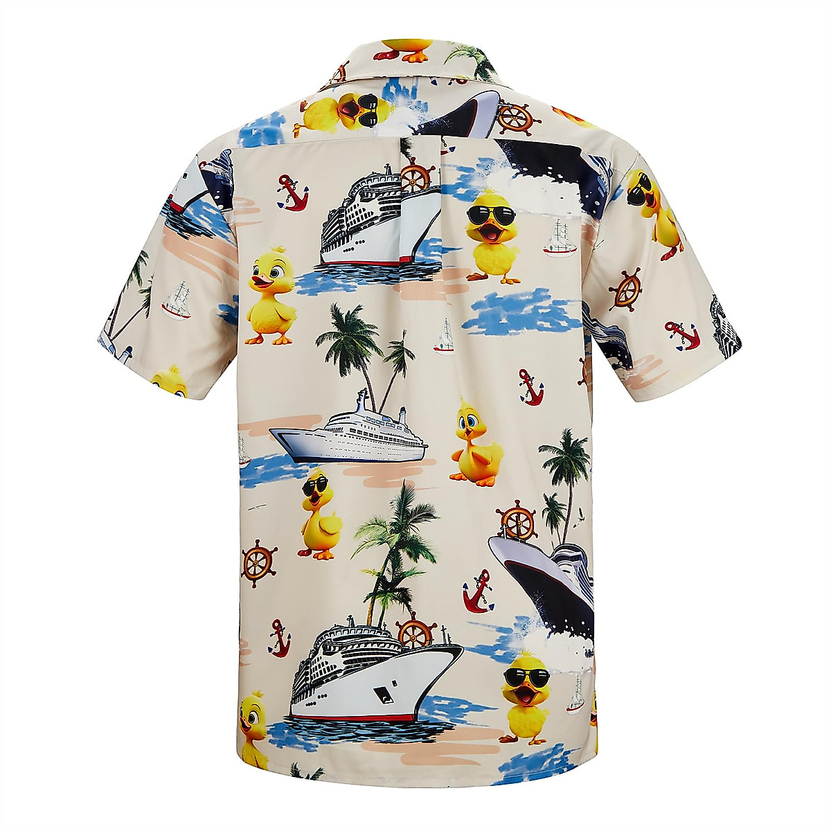 Funny Hawaiian Shirt for Men Short Sleeve Cruise Duck Button Up Shirt Mens Beach Tropical Vacation Aloha Shirt 3XL