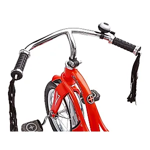 Schwinn Roadster Bike for Toddler, Kids Classic Tricycle, Low Positioned Steel Trike Frame with Bell and Handlebar Tassels, Rear Deck Made of Genuine Wood, for Boys and Girls Ages 2-4 Year Old, Red