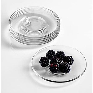Pasabahce Premium Clear Glass Plate Saucers Set of 6, Safe in Microwave, Great for Servicing Cookies, Snacks, Fruits, Coffee, and Tea Cups, Housewarming Idea