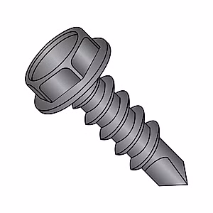 Small Parts 0808KWB Steel Self-Drilling Screw, Black Oxide Finish, Hex Washer Head, Hex Drive, #2 Drill Point, #8-18 Thread Size, 1/2" Length (Pack of 100)