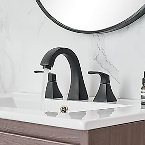VAPSINT Two Handle Widespread Bathroom Faucet Black,3 Hole 8 inch Matte Black Bathroom Sink Faucet,Faucet for Bathroom Sink Lavatory Vanity with Supply Hoses