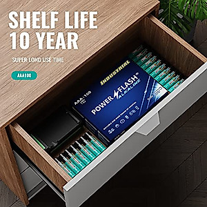 POWER FLASH AAA Batteries, 100 Count Maximum Power Ultra Long-Lasting Alkaline Triple A Battery, Leakproof Design, 10 Years Shelf Life