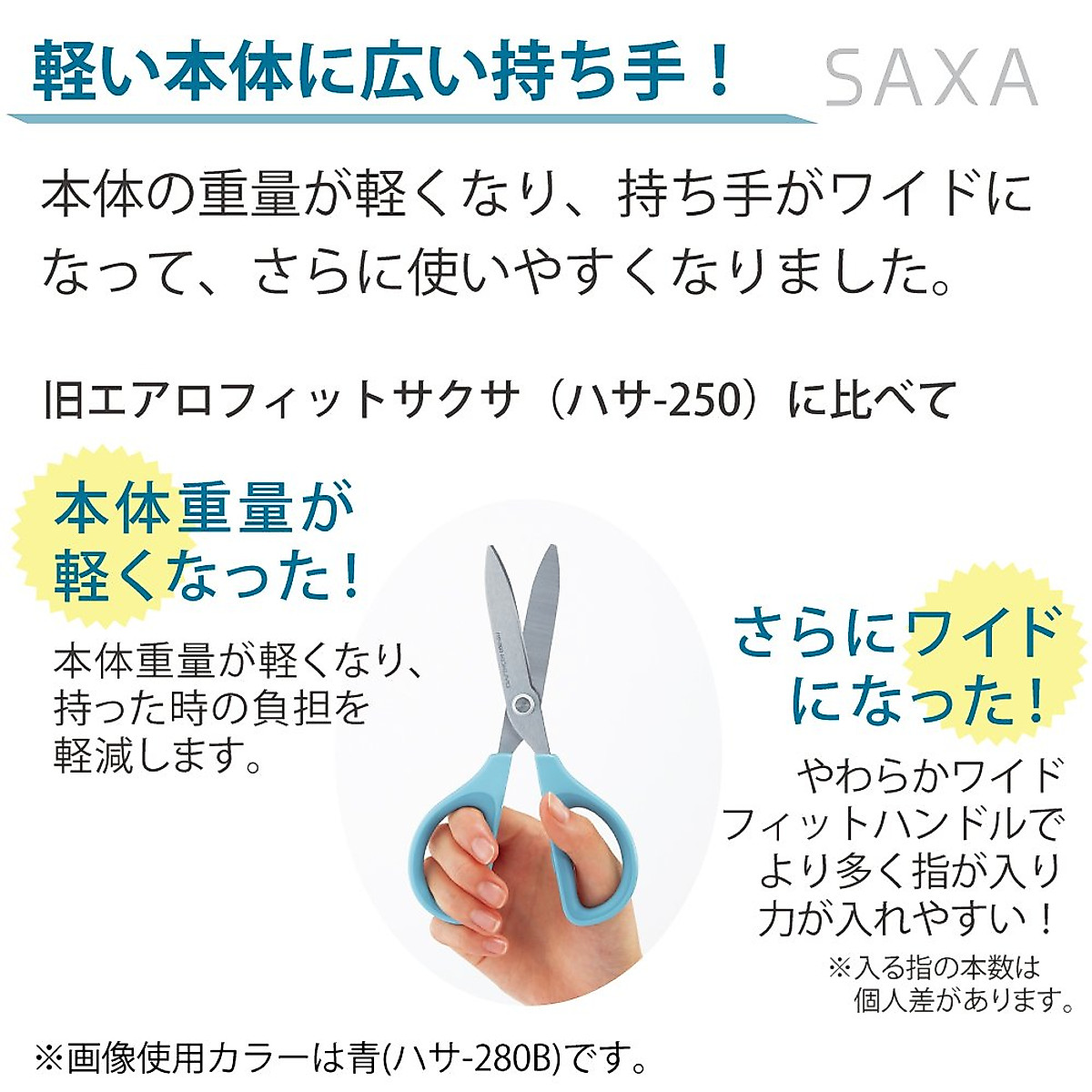 Kokuyo Saxa Scissors, White, Standard Blade, Symmetrical Handle for Both Right-Hand and Left-Hand, Japan Import (HASA-280W)