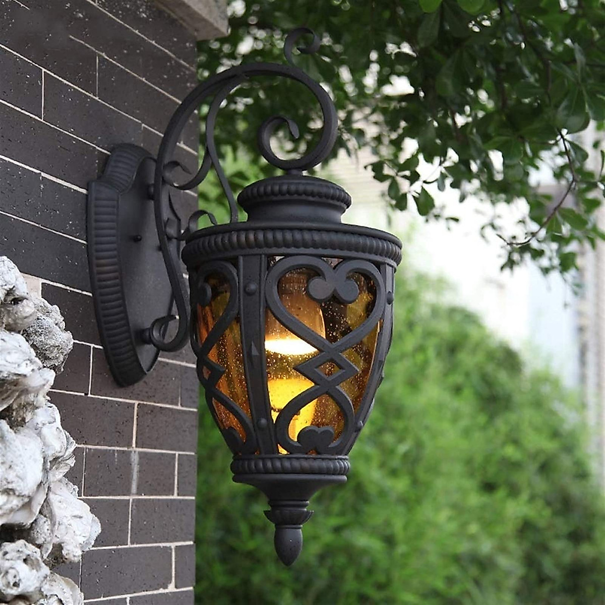 Zziyj Aluminum Lights Glass Shade Corridor Aisle Night IP55 American Outdoor Waterproof Wall Lamp Garden Light Home Terrace