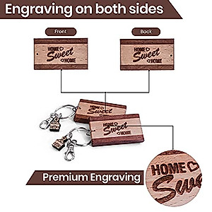 DaringCut New Home Keychain Gift Housewarming Gifts for New Homeowner House Key Chain New Home Key Rings 2 Pcs Home Sweet Home Brown Pack of 2