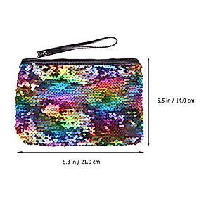 FENICAL Clutch Purse Sequin Wristlet Bag Flippy Handbag Small Evening Phone Purse for Women Girls Ladies (Colorful)