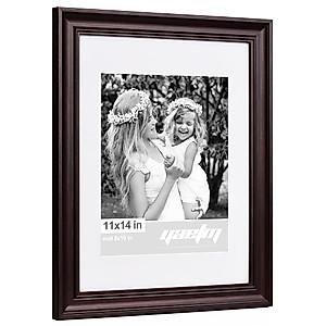 Yaetm 11x14 Picture Frame with Mat for 8x10 Set of 4, 1.4" Wide Molding & Dark Brown Photo Frames 11 x 14 with Tempered Glass for Wall Gallery, Home and Office, Wall Mount (4 pack, Brown)