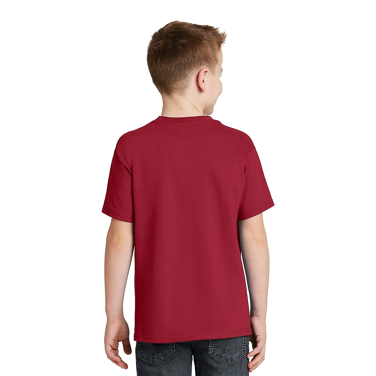 Hanes boys Cotton T-Shirt(5450)-Deep Red-XS