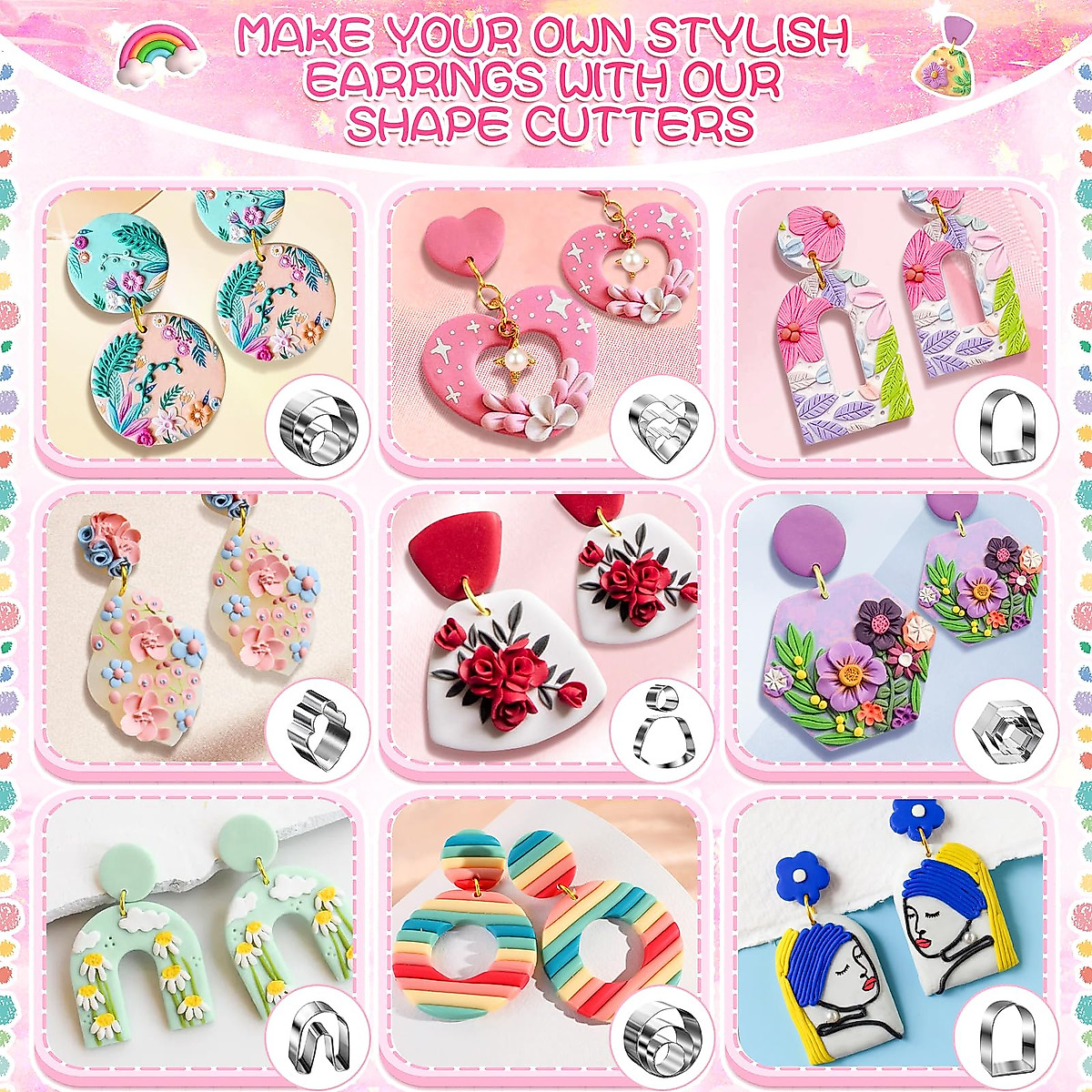 CGBOOM 527Pcs Polymer Clay Earring Making Kits,3 in 1 Clay Earring and Bracelet Making Kit, Jewelry Making Tools for Adults and Kids, Present for Girls,Teens and Adults