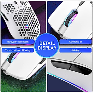 XINMENG Wireless Gaming Mouse Lightweight Honeycomb Design 3200 DPI Rechargeable Gaming Mouse with 16 Rainbow Backlit, USB Receiver,Compatible with PC Gamers and Xbox and PS4 Users