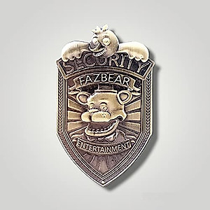 1Pcs Badge size 2.4”x1.4” | Freddy Fazbear Badge,Fazbear Security Badge, Fnaf Security Badge Metal Pin,Five Nights At Freddy Cosplay Uniform,Design Quality Brooch Cartoons Metal Horror Pin Gifts