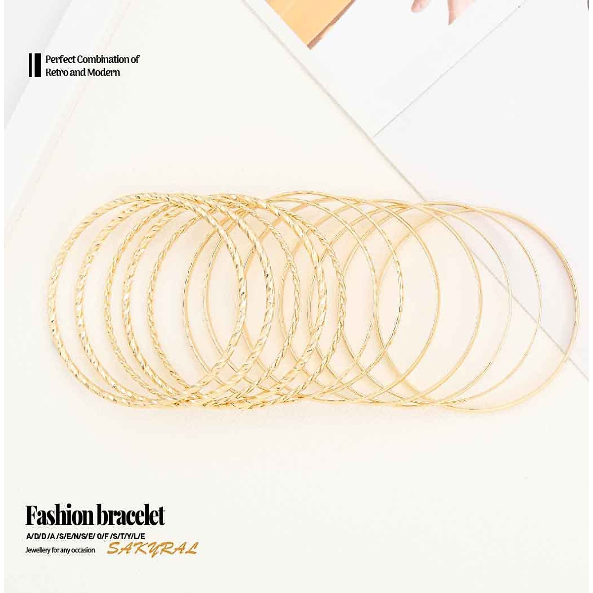 Sakytal Gold Stackable Bangle BraceletsIndian Multi Bangles Bracelet layered Bracelet Set for Women