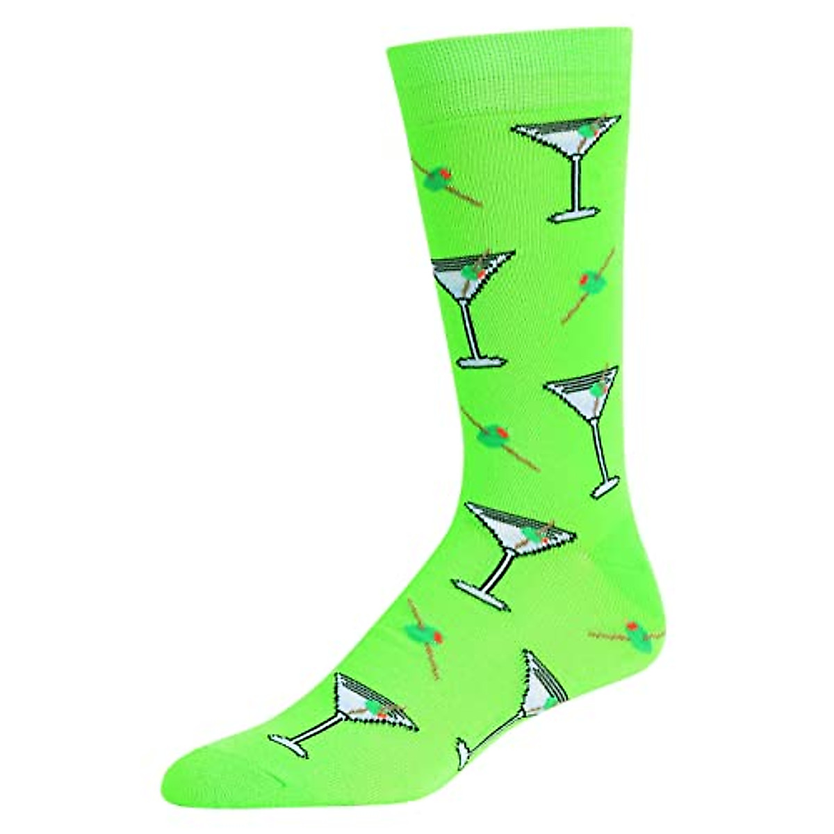 Random Stock Apparel 2-Pair Mens Christmas Casual Crew Socks Holiday Themed Fun Gifts (Martini)