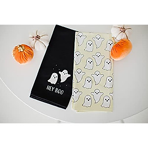 Pearhead Holiday Decor, Kitchen Tea Fall Home Décor, Set of 2, Ghost Dish Towels