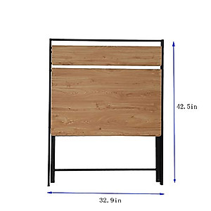 Tuoshulun Small Computer Desk Folding Desk for Small Space, Home Corner Desks Simple Computer Desk with Shelf, Folding Laptop Table (Oak)
