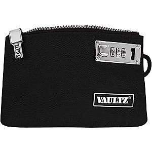 Vaultz Money Bag with Lock - 5 x 8 Inches, Men & Women's Locking Accessories Pouch for Cash, Bank Deposits, Wallet, Medicine, Phone and Credit Cards - Black