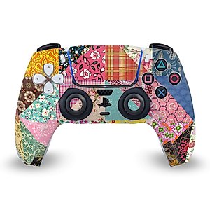 Head Case Designs Officially Licensed Rachel Caldwell Quilt Art Mix Matte Vinyl Faceplate Sticker Gaming Skin Case Cover Compatible with Sony Playstation 5 PS5 DualSense Controller