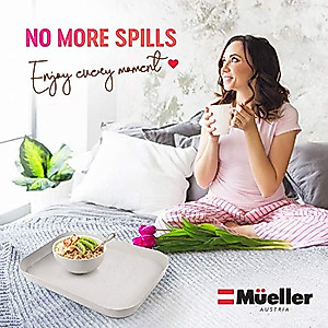 Mueller Serving Tray Reversible European Made Serving Platter, 2in1, Grill Accessories Rectangular Non-Slip Tray, Shatter-Proof, Non-Toxic, for Coffee Table, Kitchen, Outdoors, Dishwasher Safe, Beige