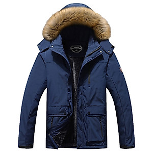 MOERDENG Men's Winter Snow Coat Warm Ski Jacket Waterproof Hooded Work Outerwear