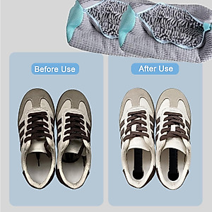 2Pcs Shoe Washing Bag for Washing Machine, Fluffy Fibers Keep 360° Wrap-around Cleaning, Reusable Wash Bag, Laundry Bag Shoes with Zipper, Mesh Shoes Laundry Bag for Sneakers (Grey)