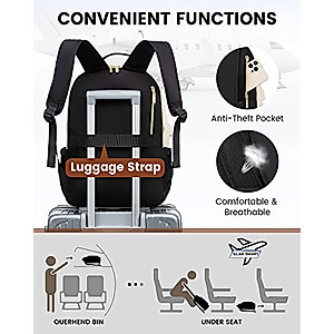 LOVEVOOK Laptop Backpack for Women, 15.6 Inch Backpack Purse with USB Port, Waterproof Travel Business Work Laptop Bag, Fashion Doctor Professor Nurse Backpack, Beige-Black