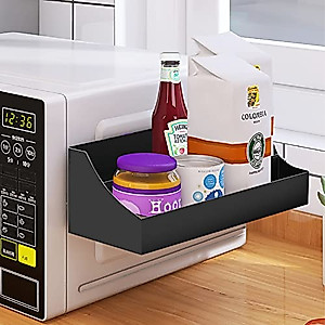 Magnetic Spice Rack for Refrigerator, Magnetic Shelf , Spice Rack Organizer for Holding Spices, Jars, Bottle, Beve (Black, 2Pack)