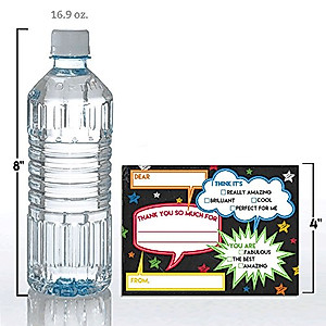 Chalkboard Speech Bubble Birthday Thank You Notes for Kids, Ten 4" x 5.5" Fill In The Blank Cards with 10 White Envelopes by AmandaCreation…