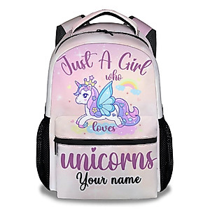 COOPASIA Personalized Unicorn Backpack for Girls, 16 Inch Unicorn Theme Bookbag with Adjustable Straps, Durable, Lightweight, School Bag with Large Capacity