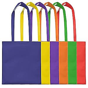 Reusable Grocery Bag - 25 Pack Reusable Multi Color Fabric Thank You Totes with Handles for Shopping, Retail Stores, Boutiques, Merchandise, Children's Gifts, Events, Kids Parties - 15x16