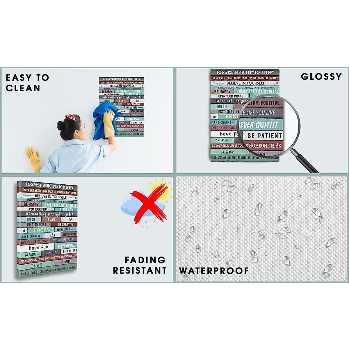 Istrion Inspirational Wall Art Framed Canvas 12 x 16 in (Turquoise) - Motivational Positive Quotes Rustic Wall Arts Decor for Home Office Bathroom Bedroom Kitchen Classroom Gym