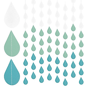AUEAR, Raindrop Garland Blue Paper Hanging Raindrop for Decor (8 Pack)