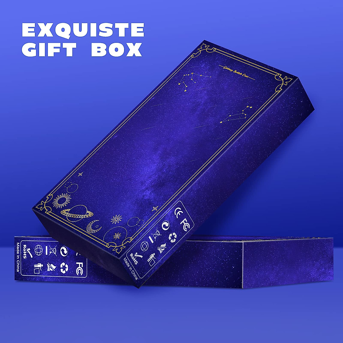 TCJJ Hard Carrying Case Compatible with Nintendo Switch,Galaxy Portable Travel Case with Soft TPU Protective Cover Case & Thumb Grips for Nintendo Switch,Black