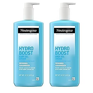 Neutrogena Hydro Boost Body Gel Cream, Hydrating Body Lotion with Hyaluronic Acid for Sensitive Skin, Fragrance-Free Hyaluronic Acid Moisturizer, 16 OZ (Pack of 2)