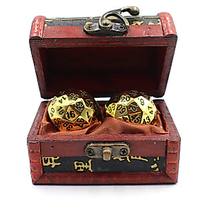 Large D60 Metal Dice with Gold Treasure Chest for Role Playing Games