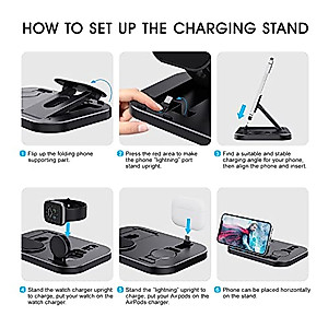 Portable 3 in 1 Charging Station for Apple Products, Foldable Charging Dock for iPhone/AirPodsi Series, Charging Stand Compatible with iWatch Ultra/8/7/6/5/4/3/2/1/SE(with 15W Adapter)(Black)