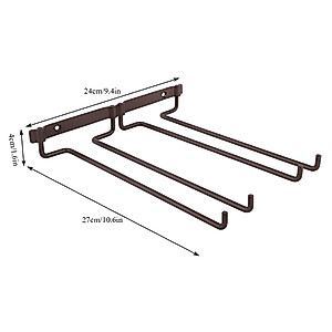 Double Wine Glass Rack Bronze Rack Wall Mount Stemware Rack Wine Glass Rack Hanger Holder Hanging Shelf Metal Storage Hanger for Kitchen or Bar