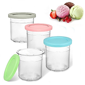 VRINO Creami Pint Containers, for Ninja Creami Pints with Lids,16 OZ Ice Cream Pint Cooler Reusable,Leaf-Proof Compatible NC301 NC300 NC299AMZ Series Ice Cream Maker