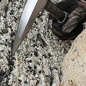 12 Inches Rock Pick Hammer with Skid Handle, All Steel Drop Forged Masonry Hammer with Chrome Plating, Geologist Hammer with Pointed Tip and Shock Reduction Grip for Mining+ A pair of gloves