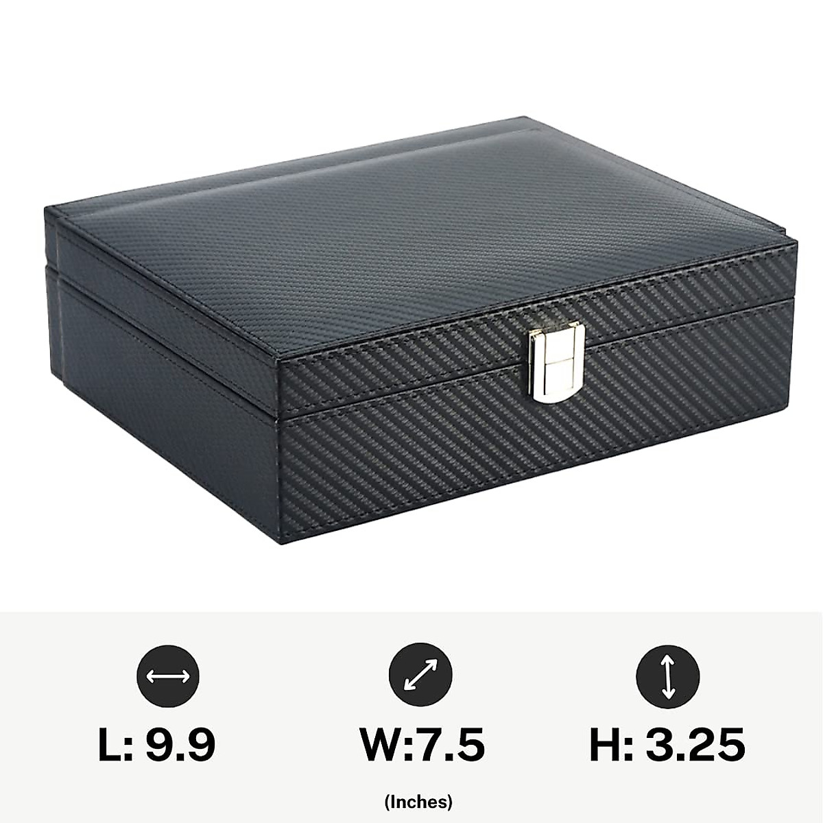 Decorebay Executive Leather Watch Box, Cufflink, Ring Storage Jewelry Box Organizer and Jewellery Box for Men (Crow)