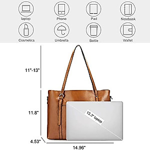 S-ZONE Women Genuine Leather Top Handle Satchel Daily Work Tote Shoulder Bag
