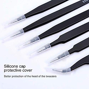 6PCS Precision Tweezers Set, Upgraded Anti-Static Stainless Steel Curved of Tweezers, for Electronics, Laboratory Work, Jewelry-Making, Craft, Soldering, etc, by kaverme.